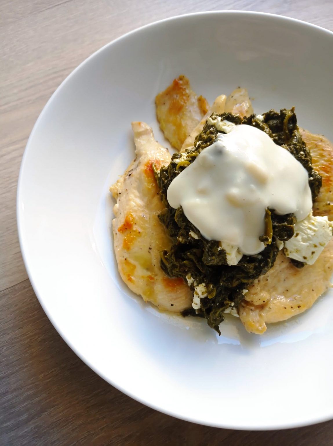 Pollo con bechamel y espinacas - NutriPasos